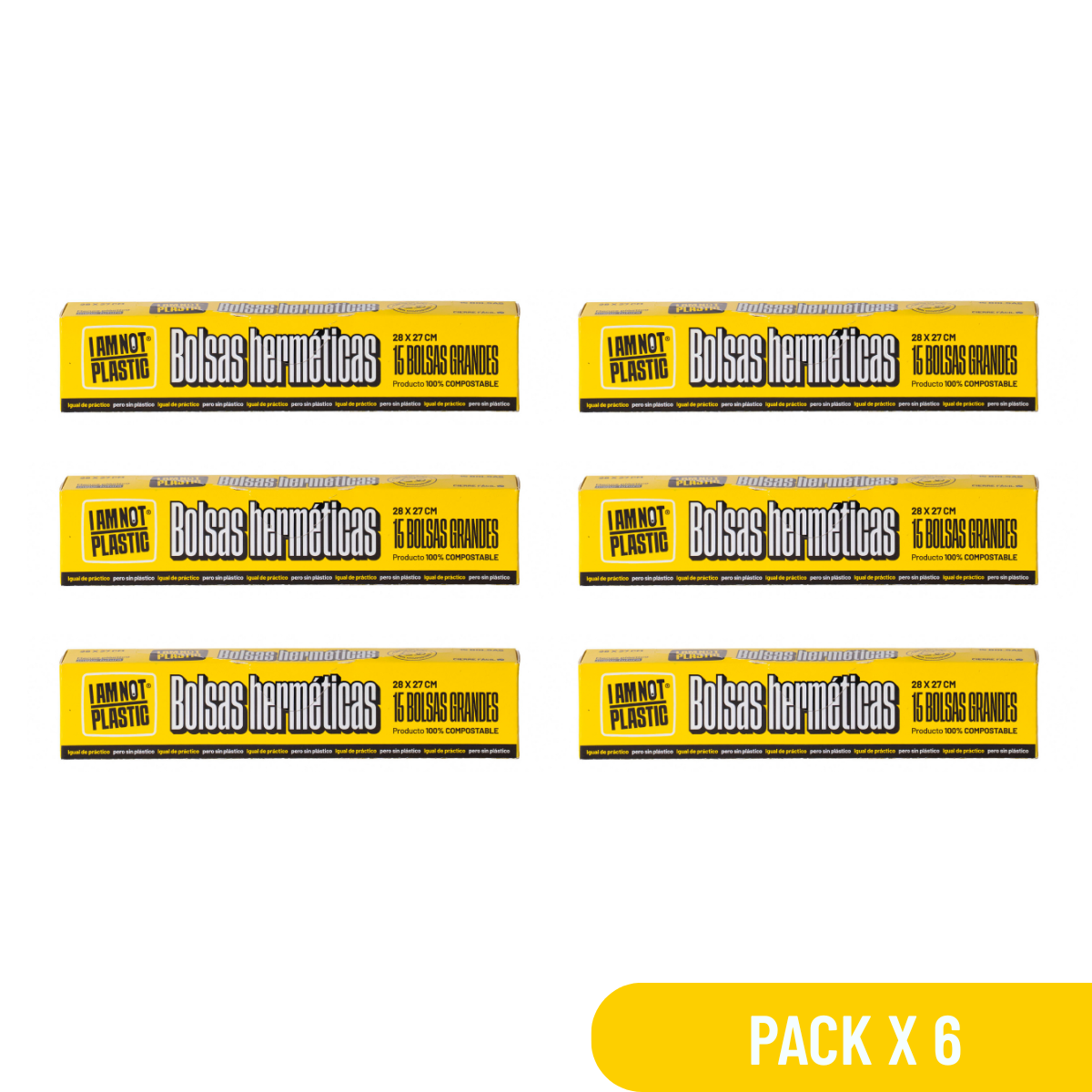 Pack 6 Bolsas Herméticas Grandes Compostable